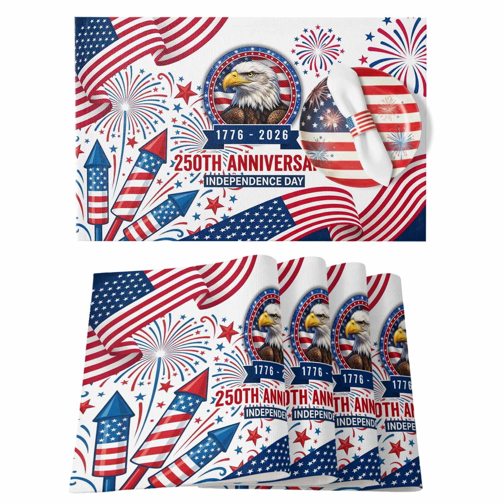 4th of July Placemats Set of 6 250th Anniversary Place Mats ...