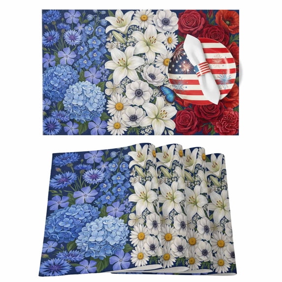 4th of July Placemats Set of 6 French Flag Place Mats Independence Day ...