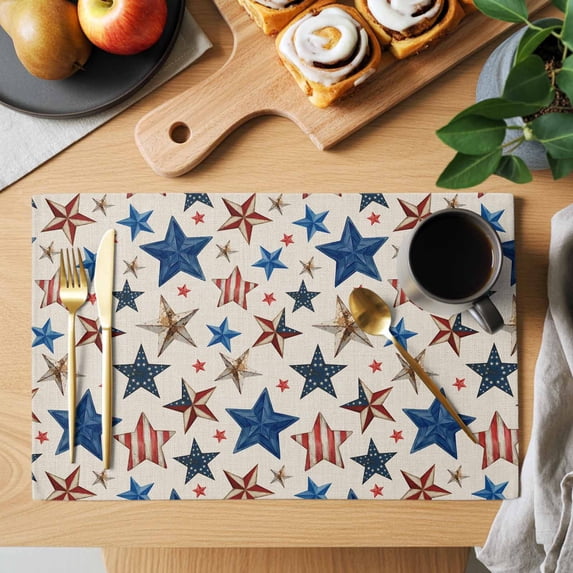 4th of July Placemats Set of 6, Mottled Usa Flag Striped Stars Memorial ...