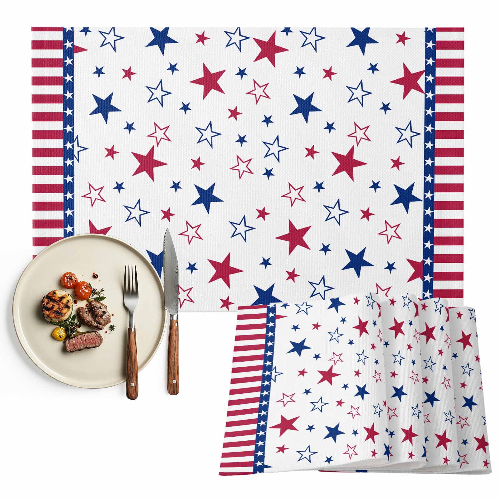 4th of July Placemats Set of 8, Patriotic Memorial Day Table Mats ...