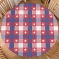 4th of July Plaid Round Fitted Tablecloth with Elastic Patriotic Star ...
