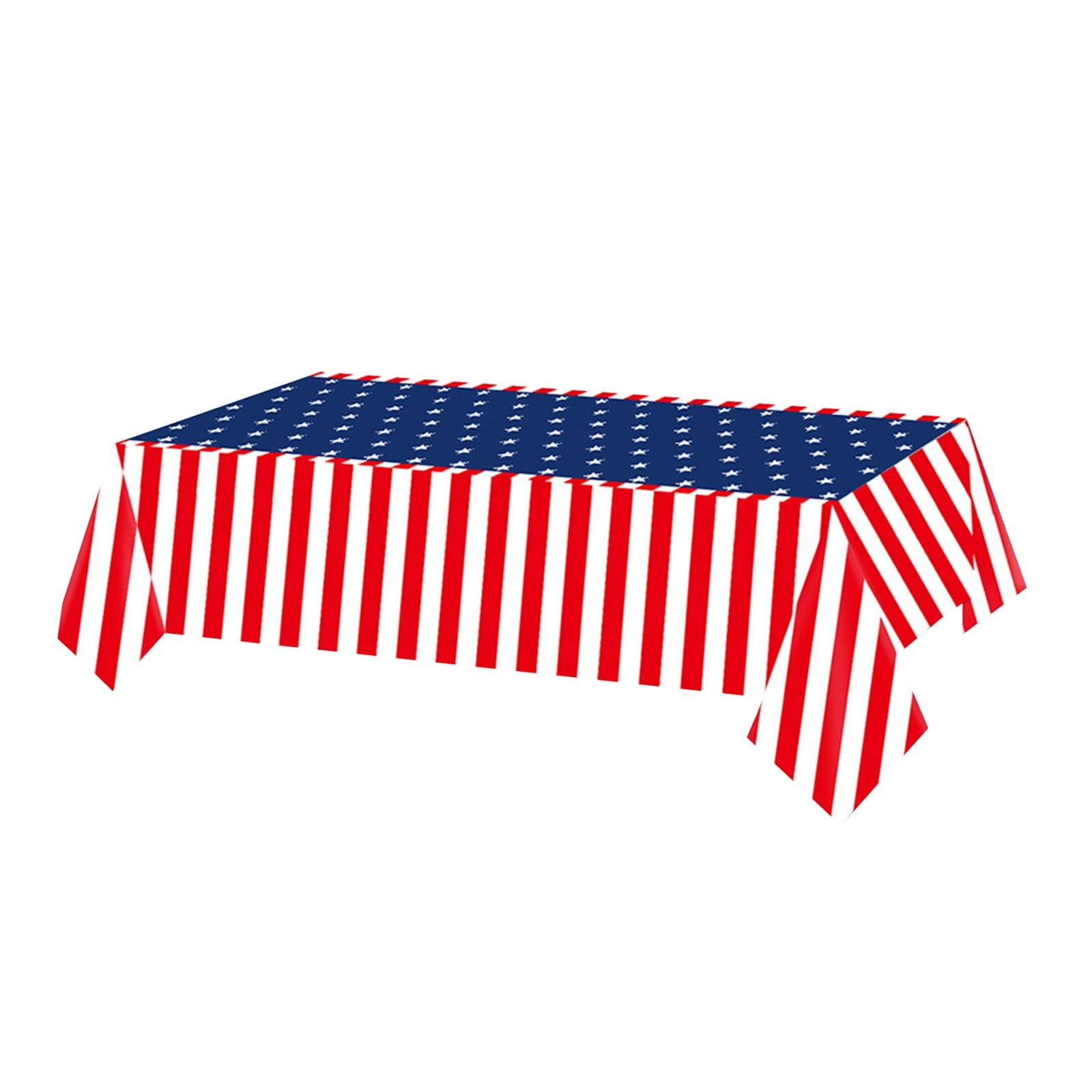 4th of July Plastic Tablecloth Red White Blue Star Disposable Table ...