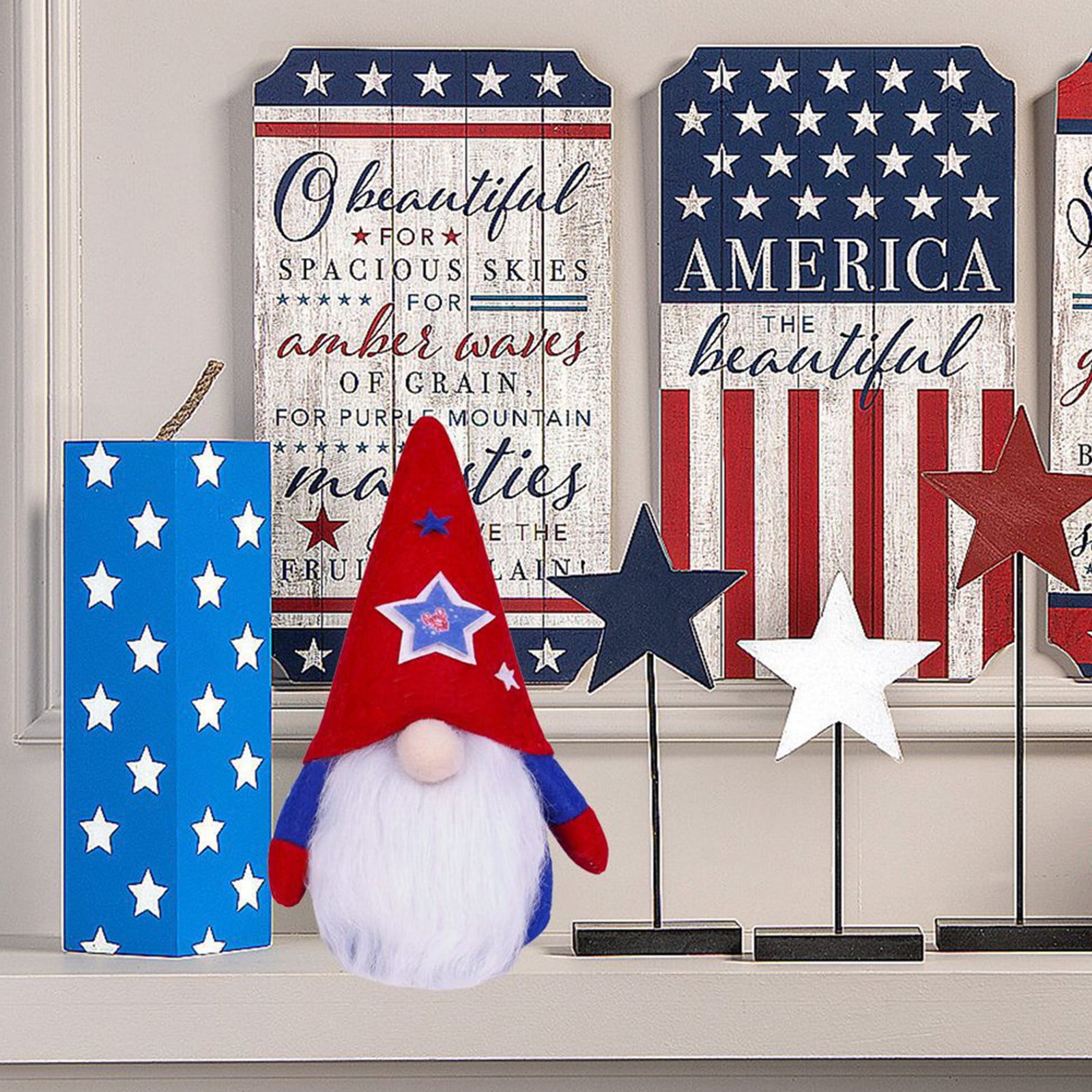 4th of July Plush Gnomes Table Decorations Small Patriotic Red White ...