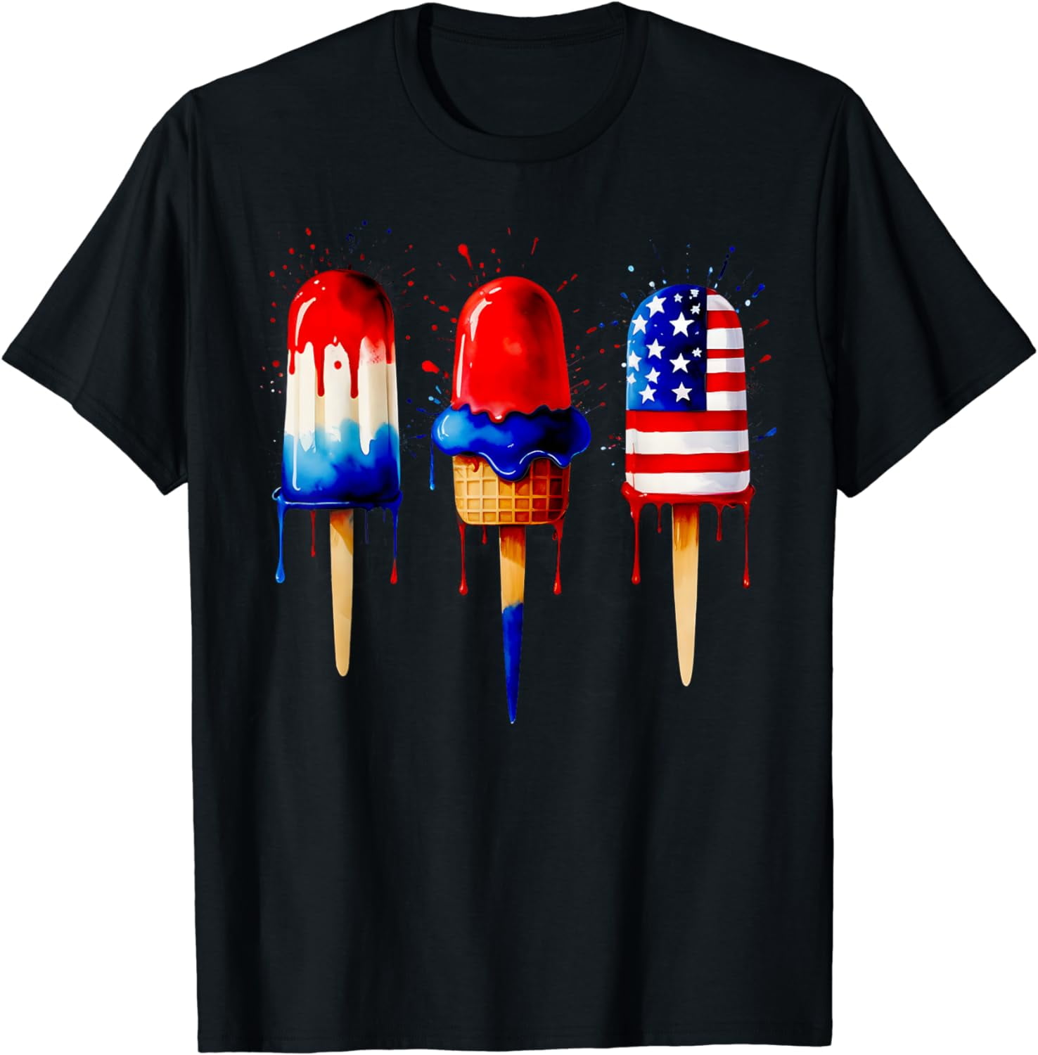 4th July Popsicle USA Flag American Patriotic Flag Boys Men T-Shirt ...