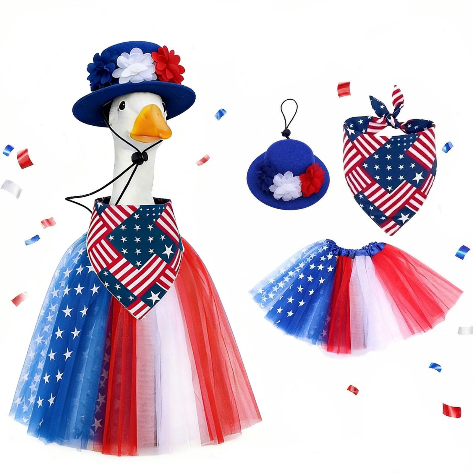 4th of July Porch Goose Outfit - 3PC Patriotic Costume Set with Hat ...