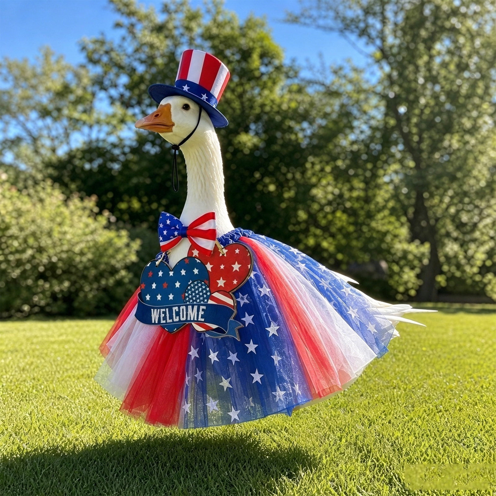 4th of July Porch Goose Outfit with American flag for 23" Goose Statue ...