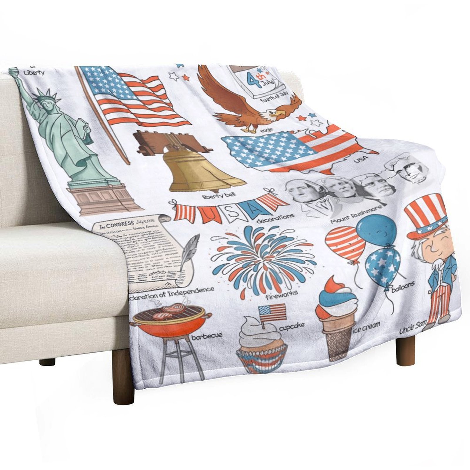 4th of July Poster Independence Day Educational Posters Throw Blanket ...