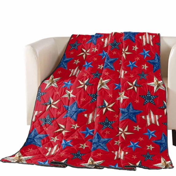 4th of July Quilted Comforters Cooling Blanket Full Size, Mottled Usa ...