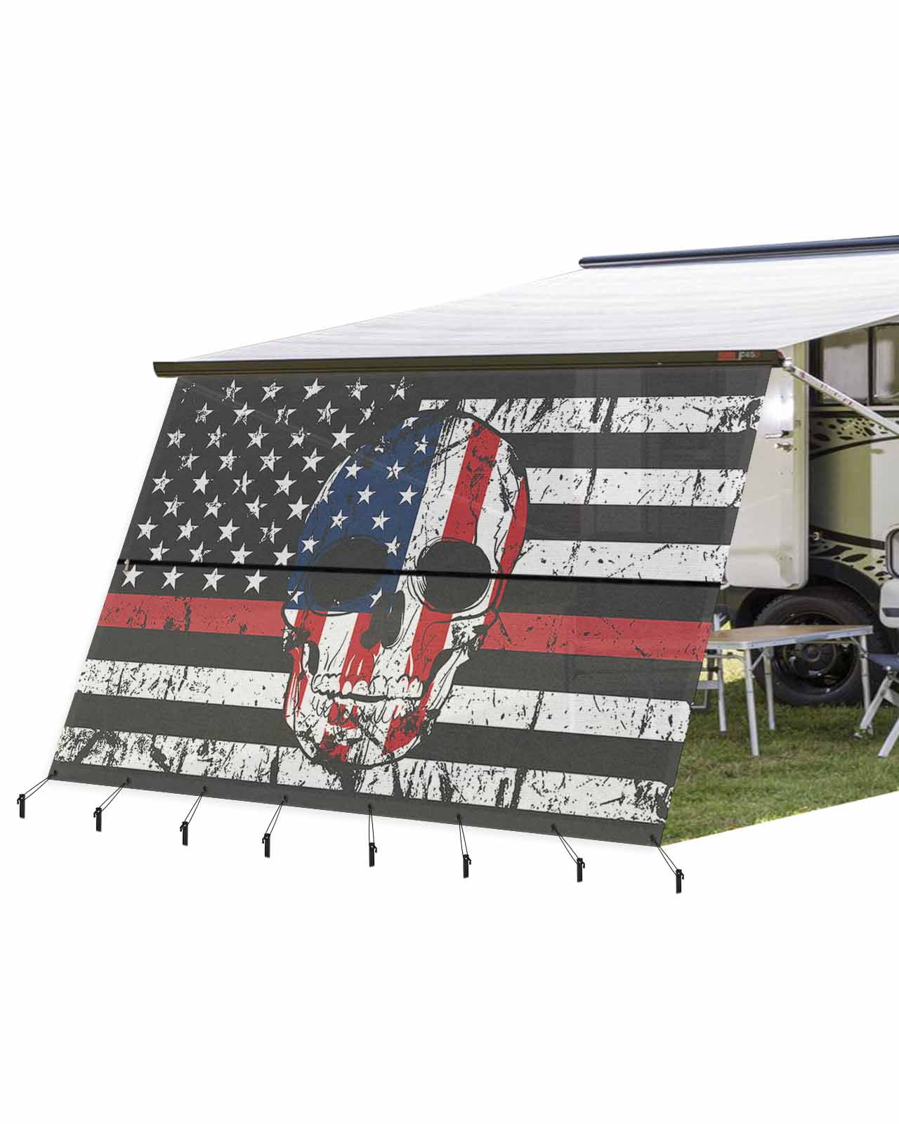 4th of July RV Awning Sun Shade Screen 9'X15.3' American Flag Patriotic ...