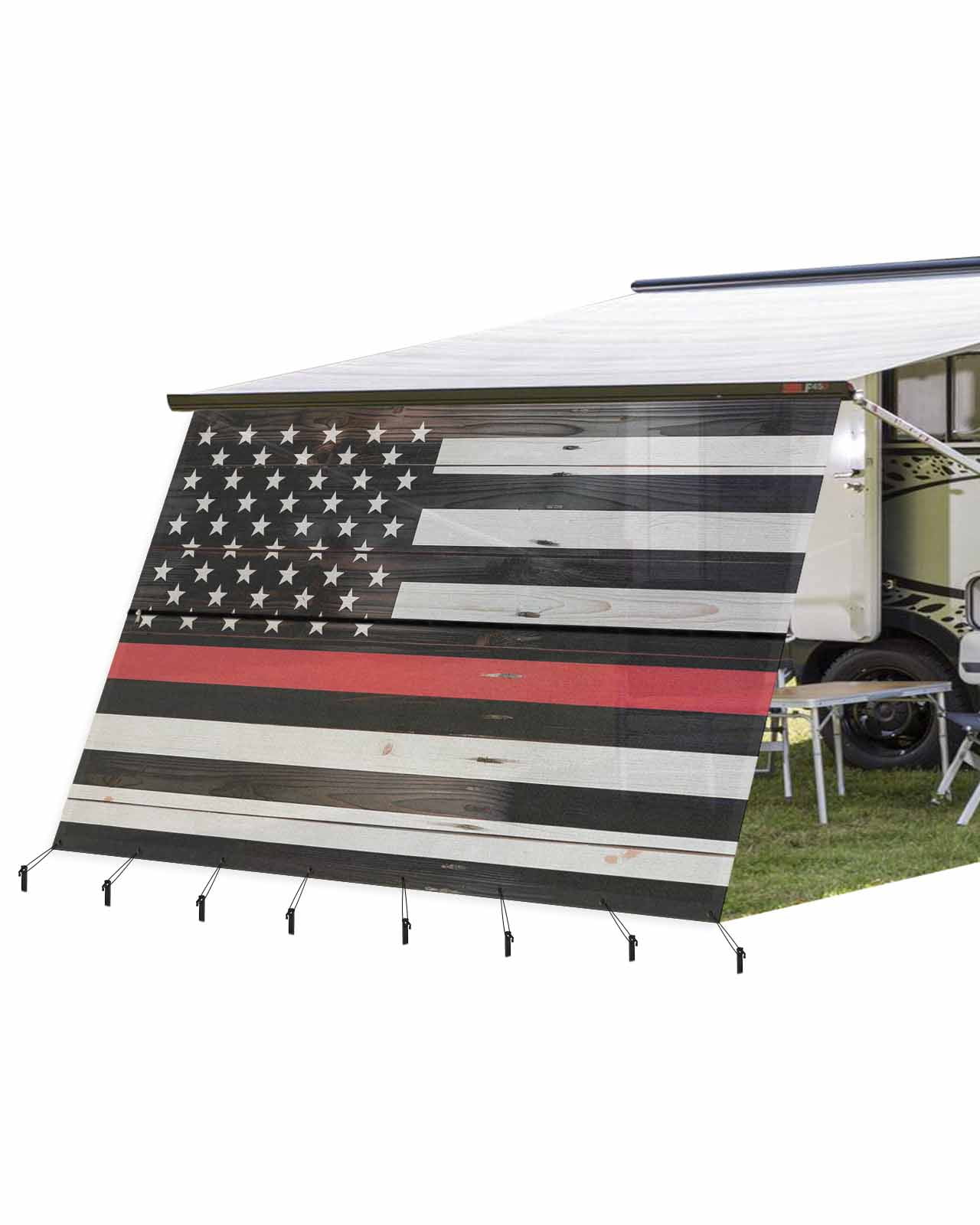 4th of July RV Awning Sun Shade Screen 9'X15.3' American USA Flag Mesh ...