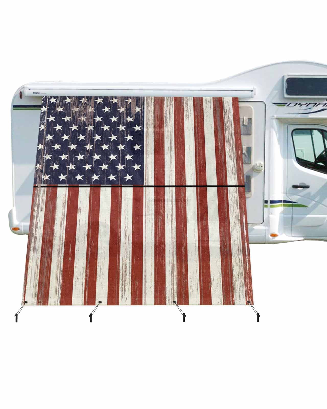 4th of July RV Awning Sun Shade Screen 9'X7' American Flag Stars Stripe ...