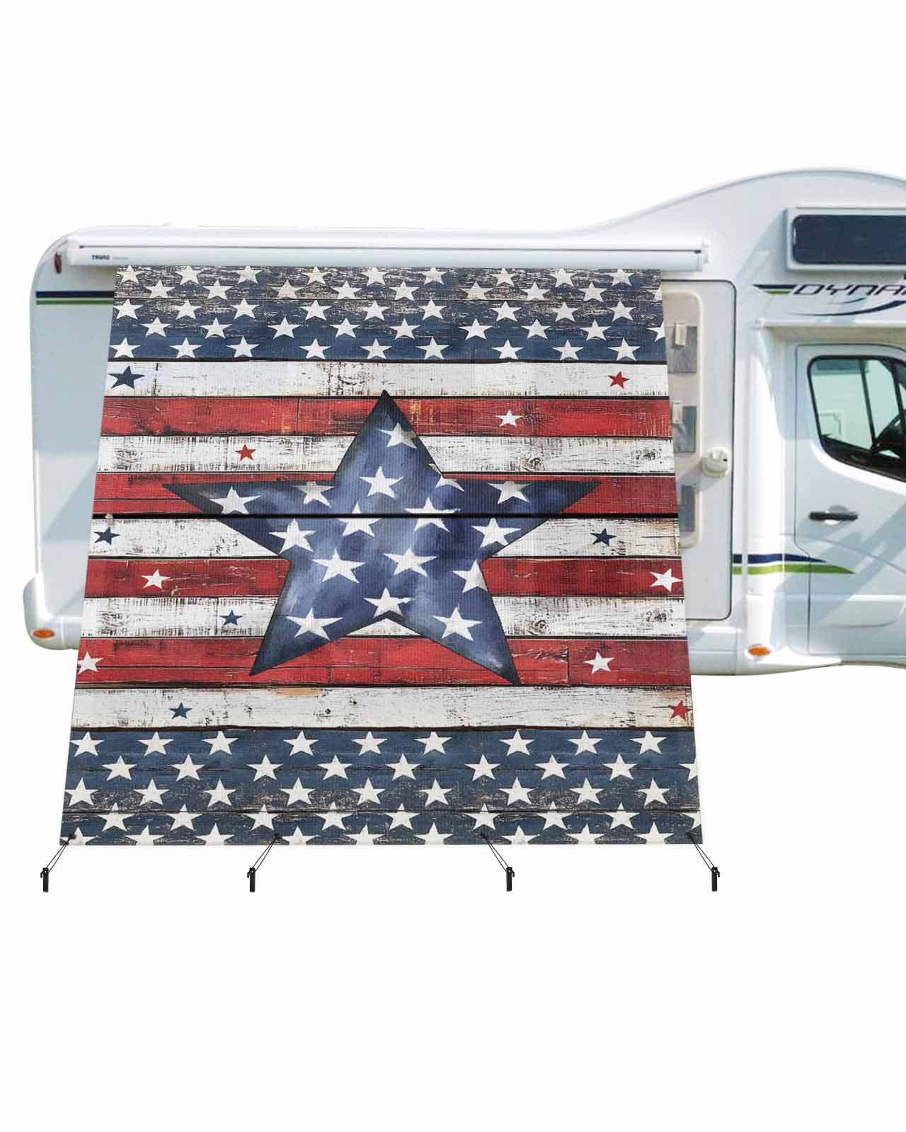 4th of July RV Awning Sun Shade Screen 9'X7' Blue Stras Stripes Mesh ...