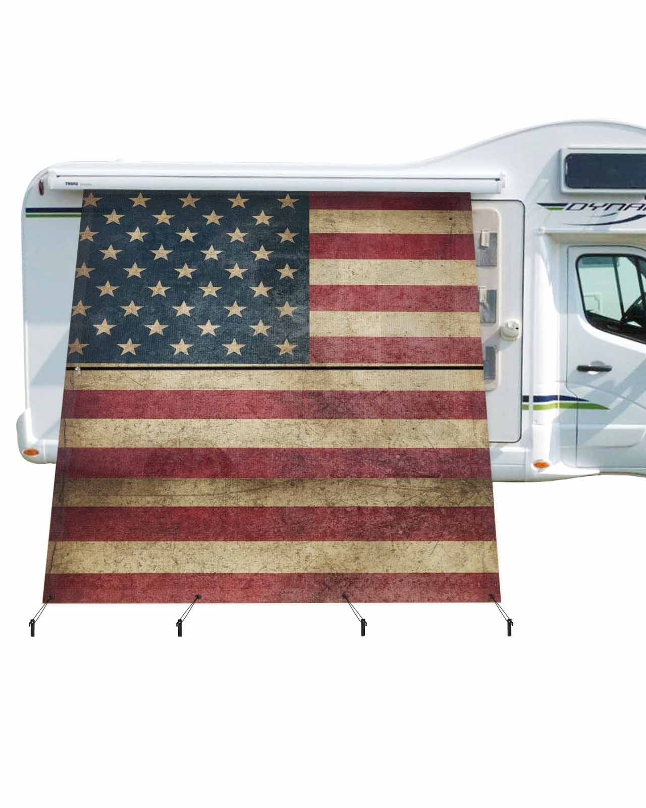 4th of July RV Awning Sun Shade Screen 9'X7' Vintage American Flag Mesh ...