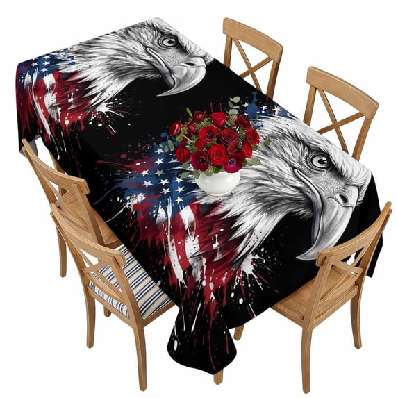 4th of July Rectangle Tablecloth 60 x 120 Inches Patriotic Eagle Stars ...