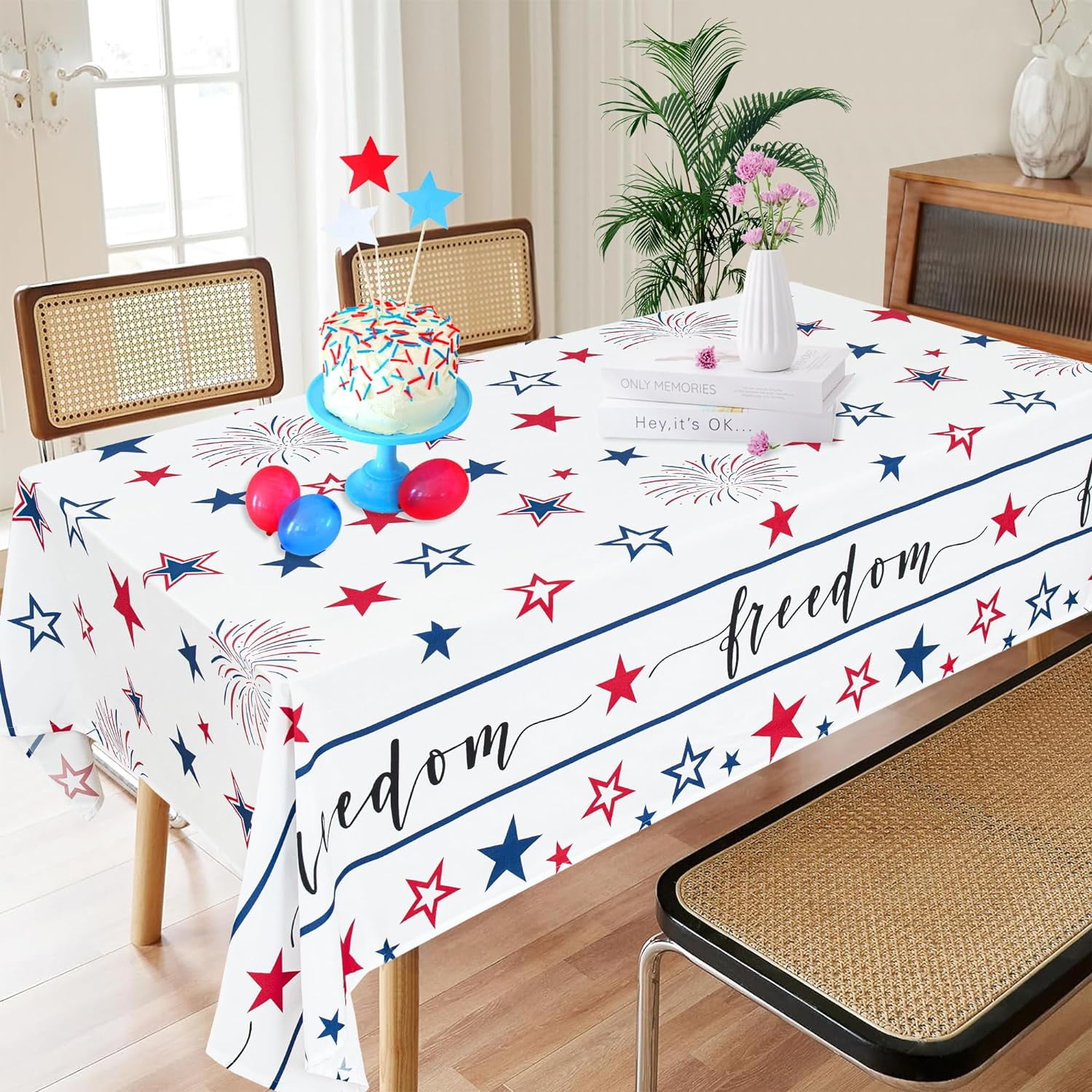 4th of July Rectangle Tablecloth - 60x84 Inch Patriotic American Red ...