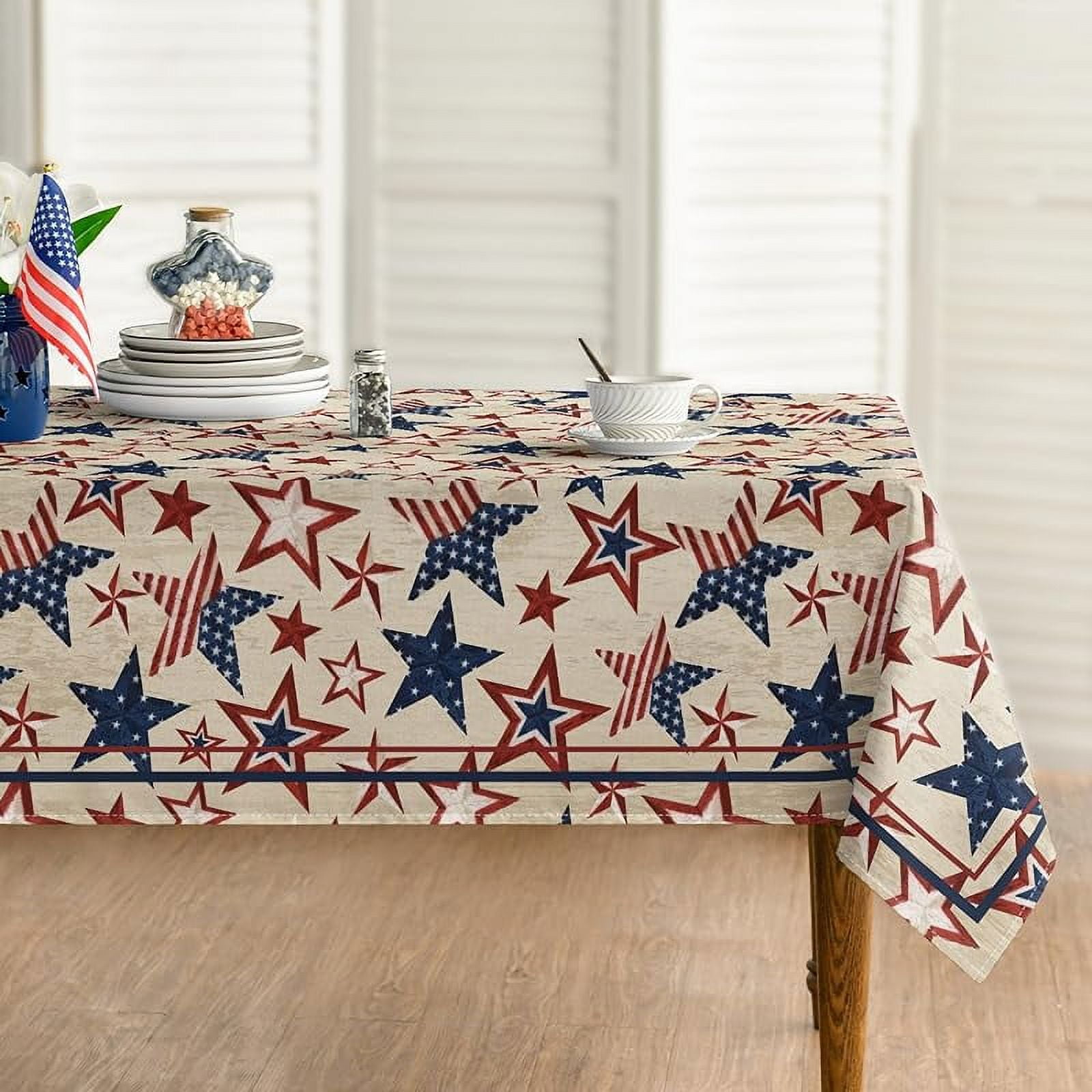 4th of July Rectangular Tablecloth 60×84 Inch, Patriotic Memorial Day ...