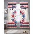 4th of July Red Blue Bow Stars Chiffon Sheer Curtains 84 Inches Long ...