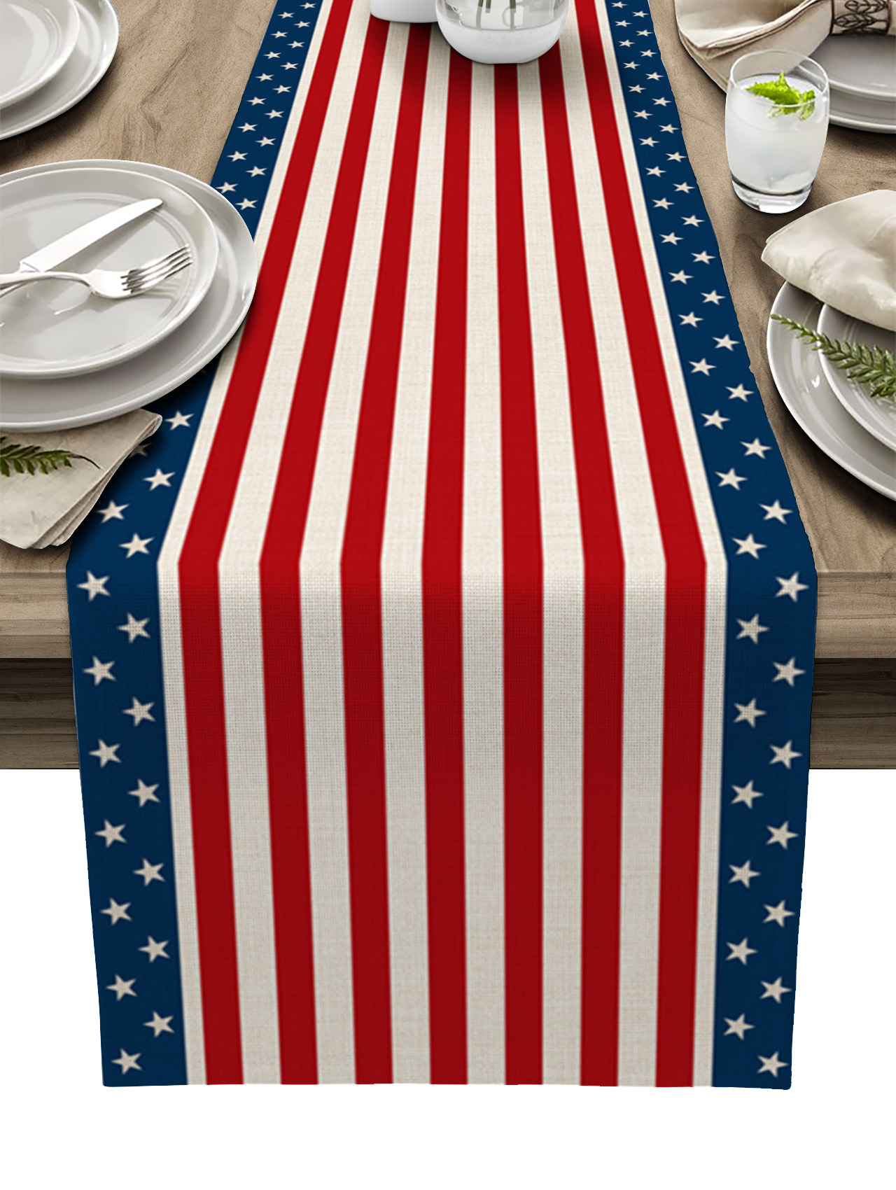 4th of July Red Table Runner 36 Inches, Blue Independence Day Striped ...