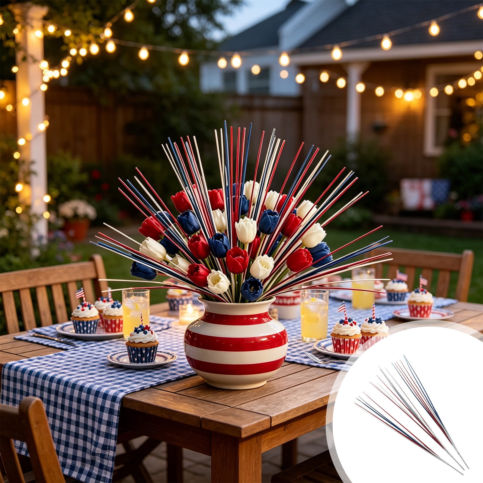 4th of July Red White Blue Branch - Patriotic Tabletop Vase Pick ...