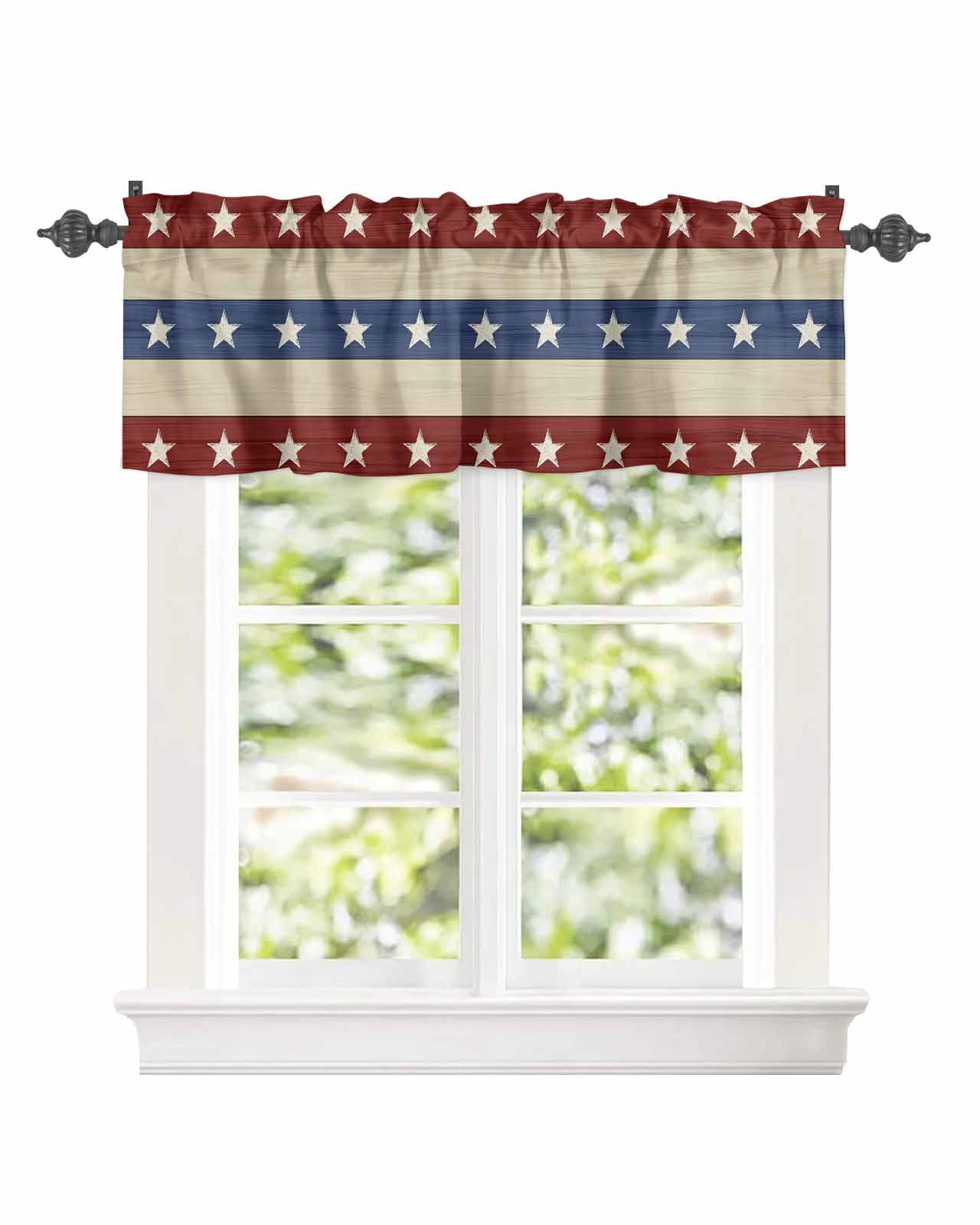 4th of July Retro American Flag Curtain Valances for Kitchen Windows ...