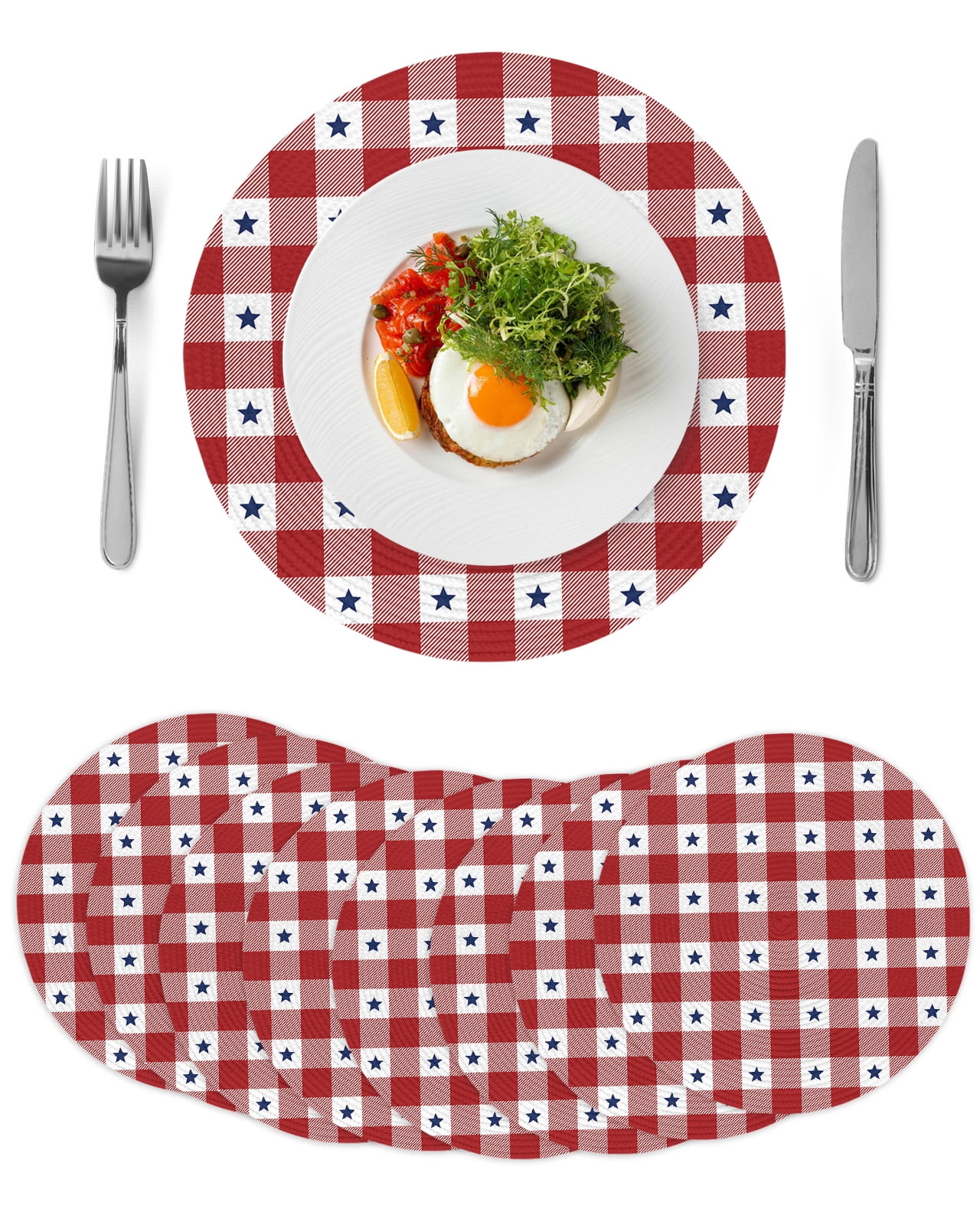 4th of July Round 15 Inch Placemats Set of 8, Independence Day Red ...