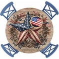 4th of July Round Fitted Tablecloth with Elastic Edg American Star Flag ...