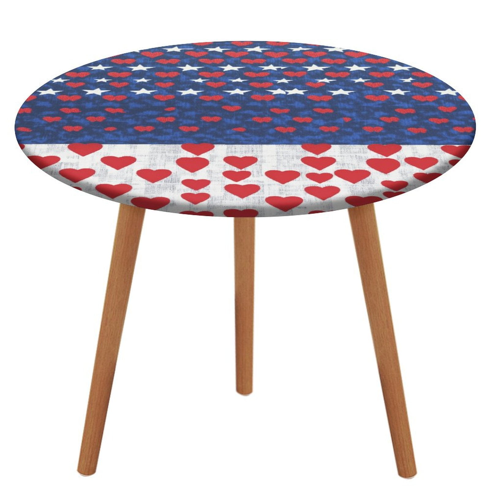 4th of July Round Fitted Tablecloth with Elastic Edge Outdoor ...
