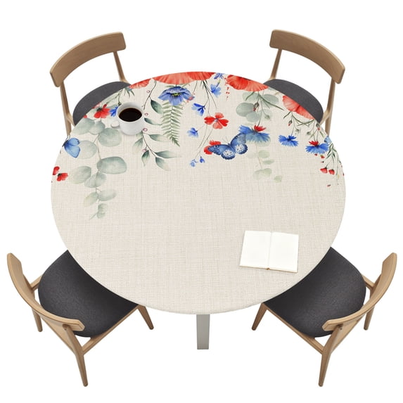 4th of July Round Fitted Tablecloth with Elastic Edged, Patriotic ...