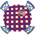 4th of July Round Fitted Tablecloth with Elastic Red Blue White Buffalo ...