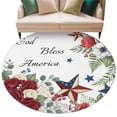 4th of July Round Living Room Rugs 6 ft, God Bless America Stars Red ...