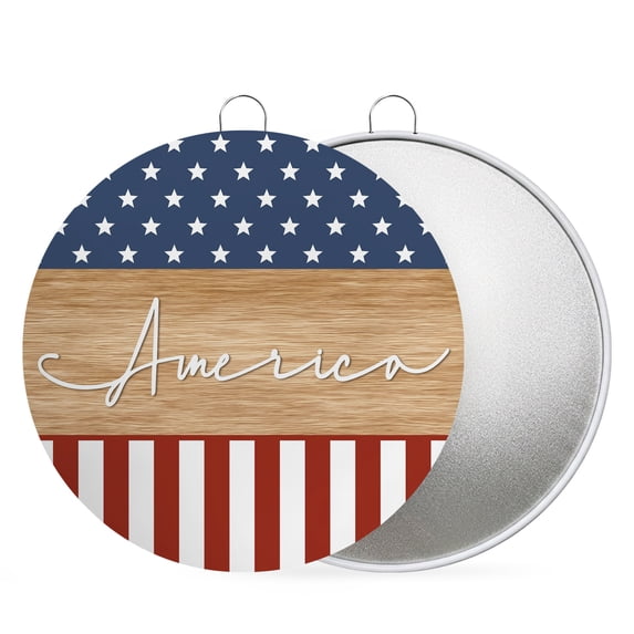 4th of July Round Metal Signs for Outside America Flag Tin Signs ...