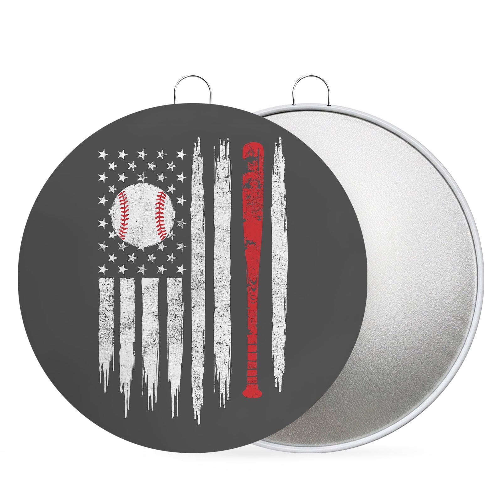 4th of July Round Metal Signs for Outside American Flag Baseball Tin ...