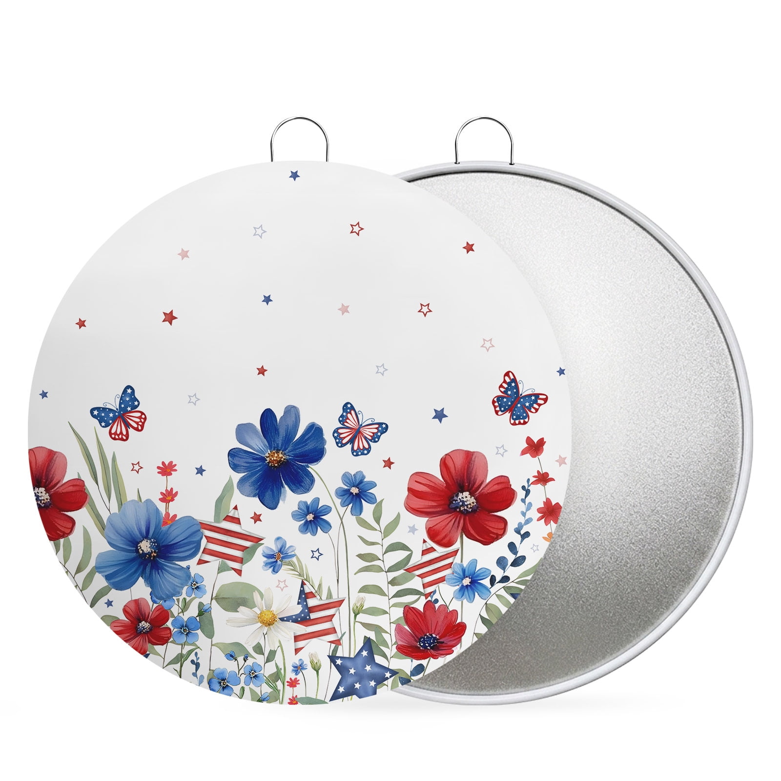 4th of July Round Metal Signs for Outside American Flag Butterfly Tin ...