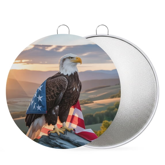 4th of July Round Metal Signs for Outside American Flag Eagle Tin Signs ...