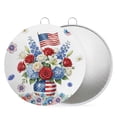 4th of July Round Metal Signs for Outside American Flag Floral Vase Tin ...