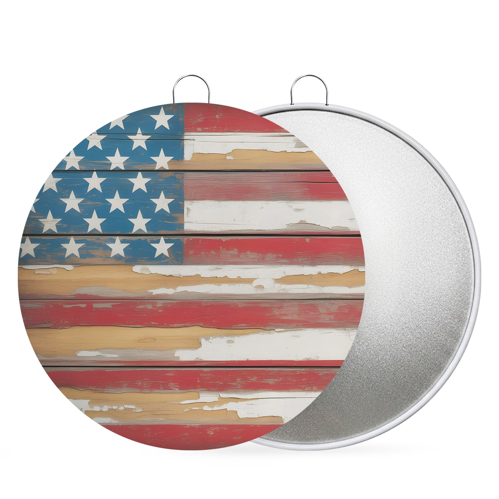 4th of July Round Metal Signs for Outside American Flag Tin Signs ...