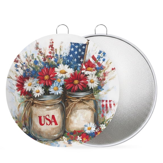 4th of July Round Metal Signs for Outside American Flag Tin Signs ...