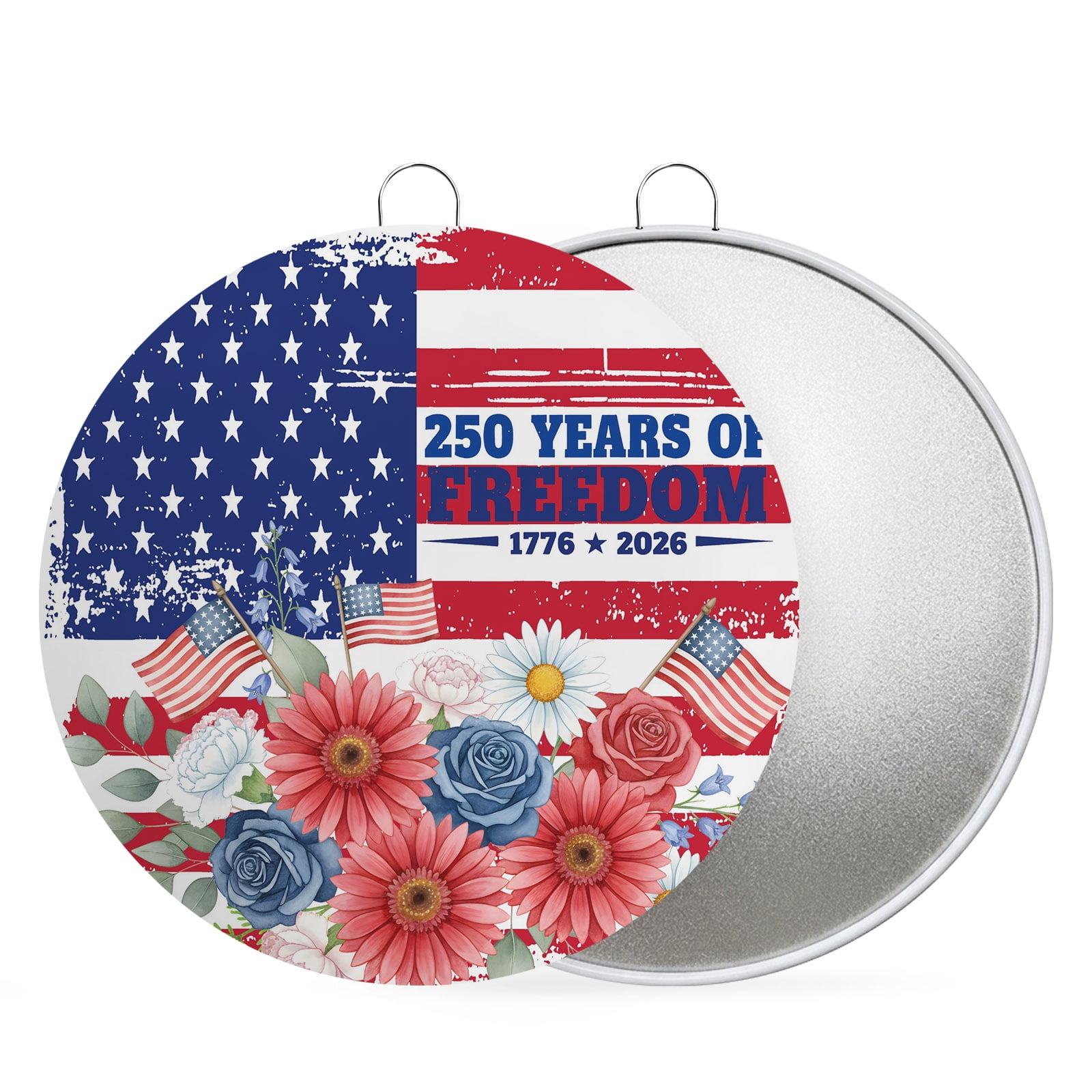 4th of July Round Metal Signs for Outside Anniversary USA Flag Tin ...