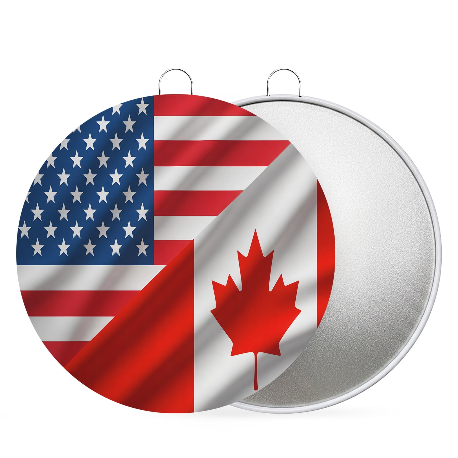 4th of July Round Metal Signs for Outside Canadian American Flag Tin ...