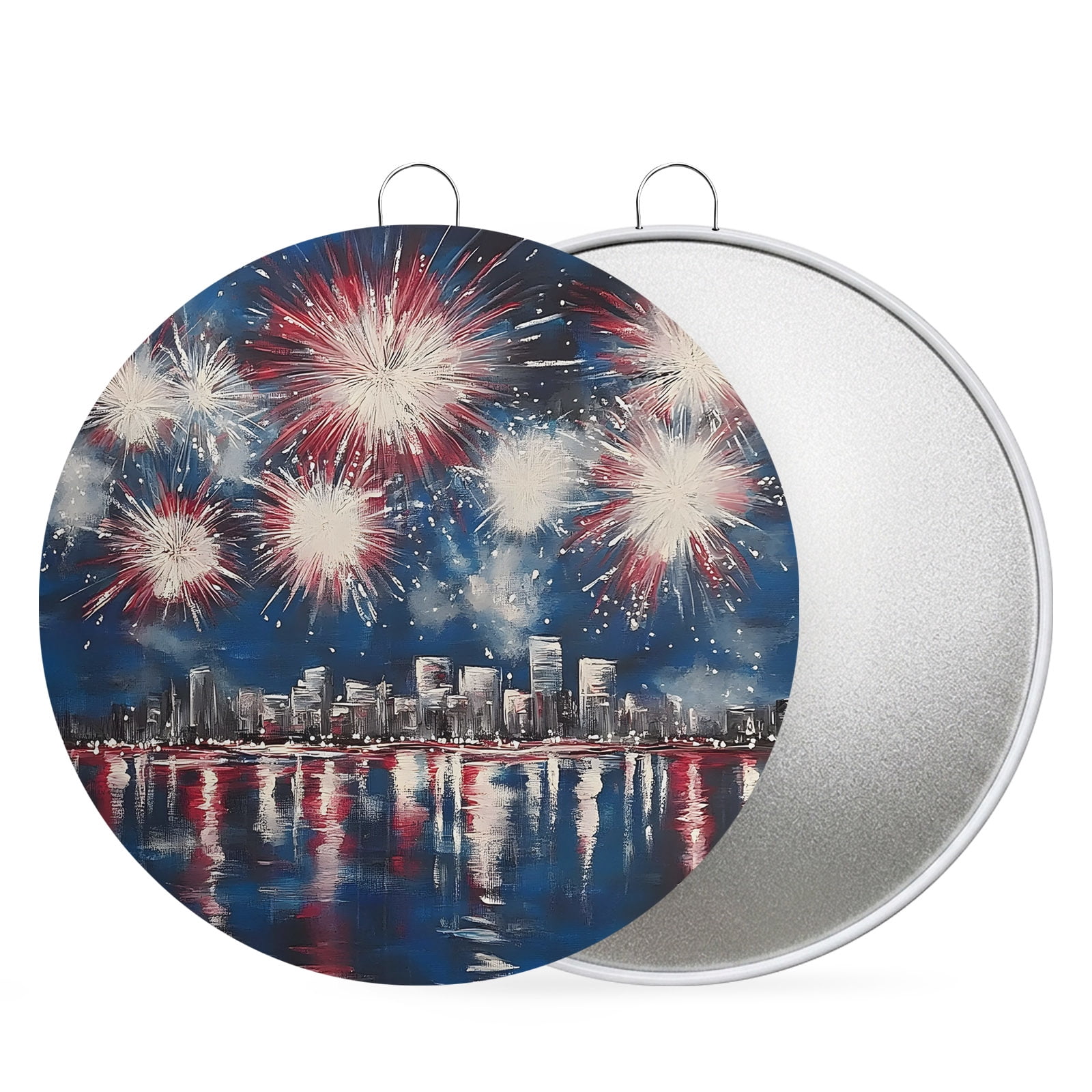 4th of July Round Metal Signs for Outside Fireworks Celebration Tin ...