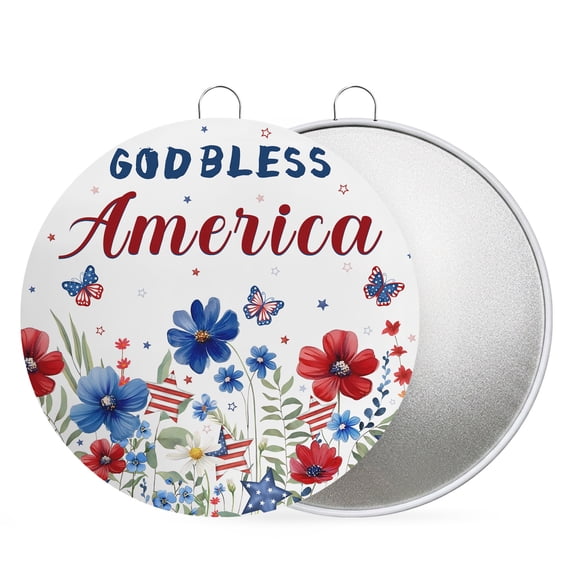 4th of July Round Metal Signs for Outside God Bless America Tin Signs ...
