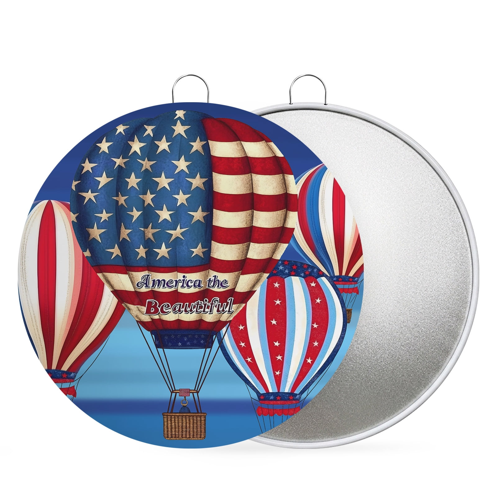 4th of July Round Metal Signs for Outside Hot Air Balloon Tin Signs ...