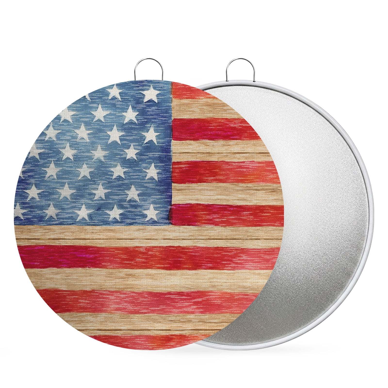 4th of July Round Metal Signs for Outside Patriotic American Flag Tin ...