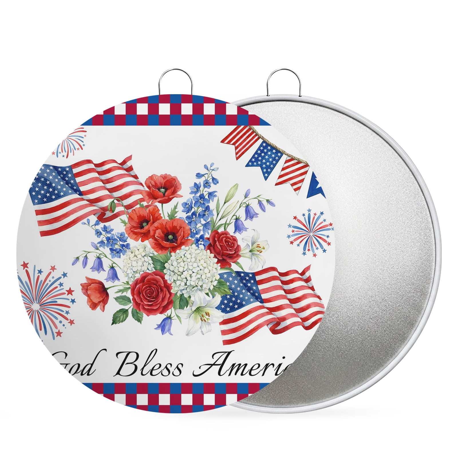 4th of July Round Metal Signs for Outside Patriotic American Flag Tin ...