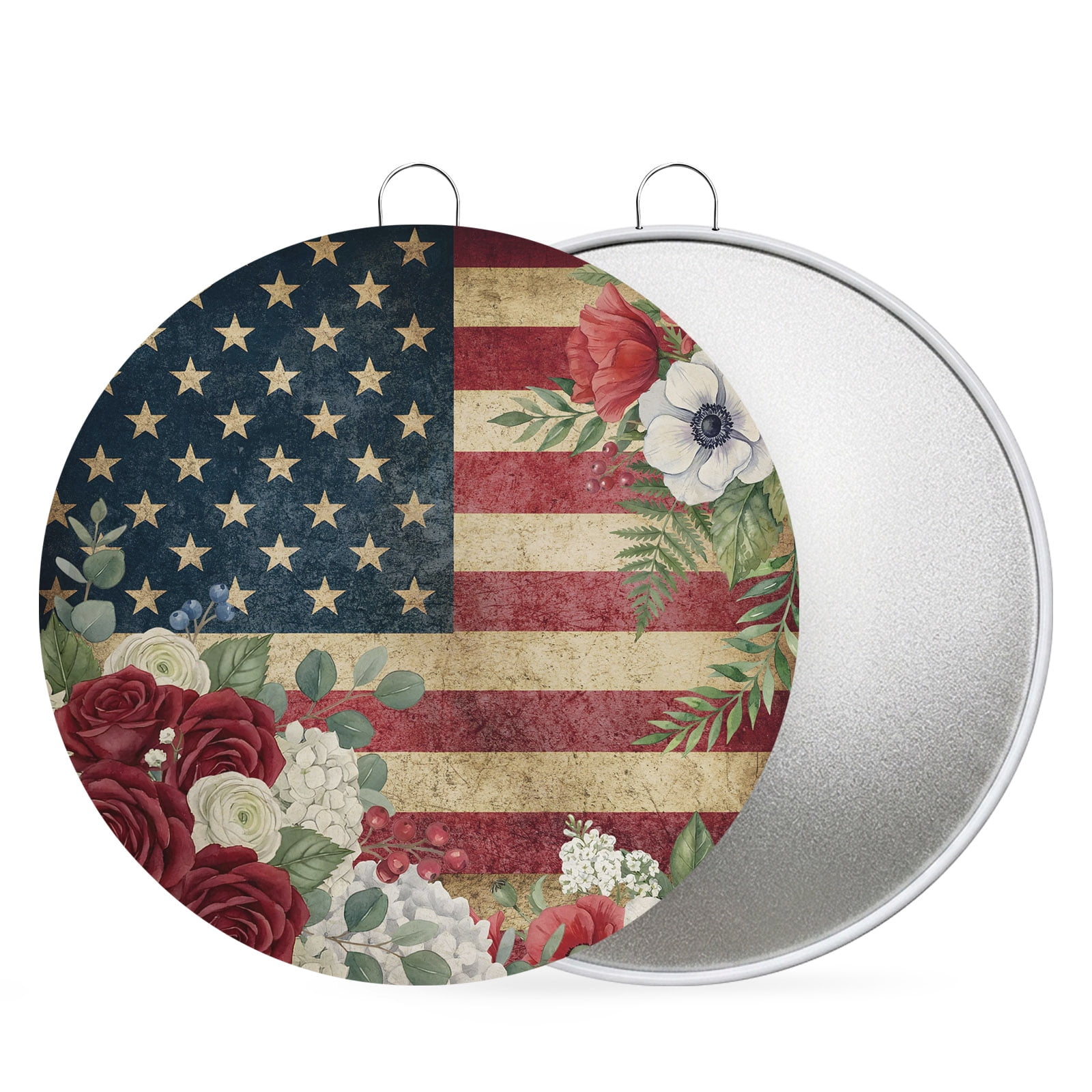4th of July Round Metal Signs for Outside Patriotic American Flag Tin ...