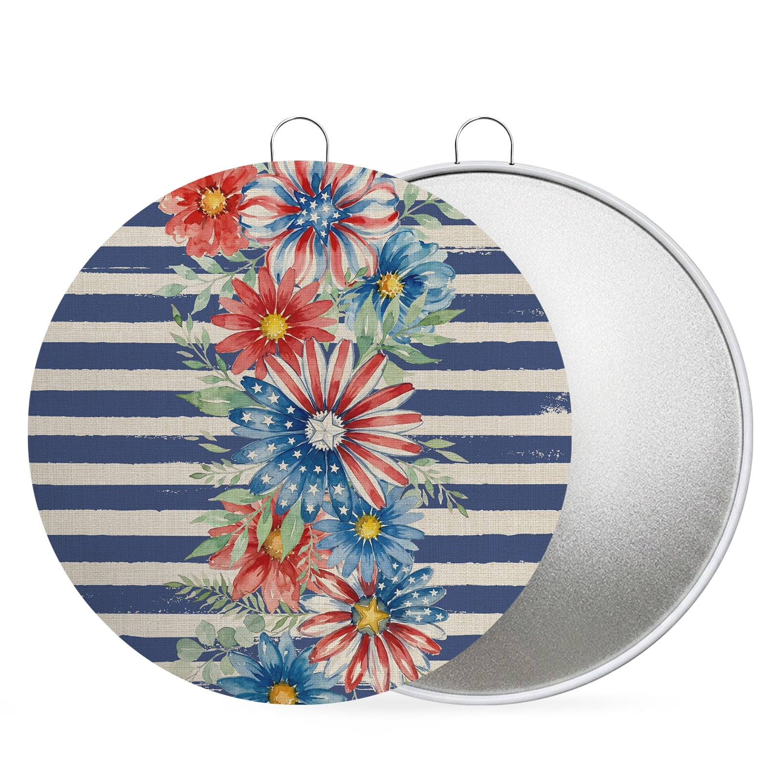 4th of July Round Metal Signs for Outside Patriotic Daisy Leaves Tin ...