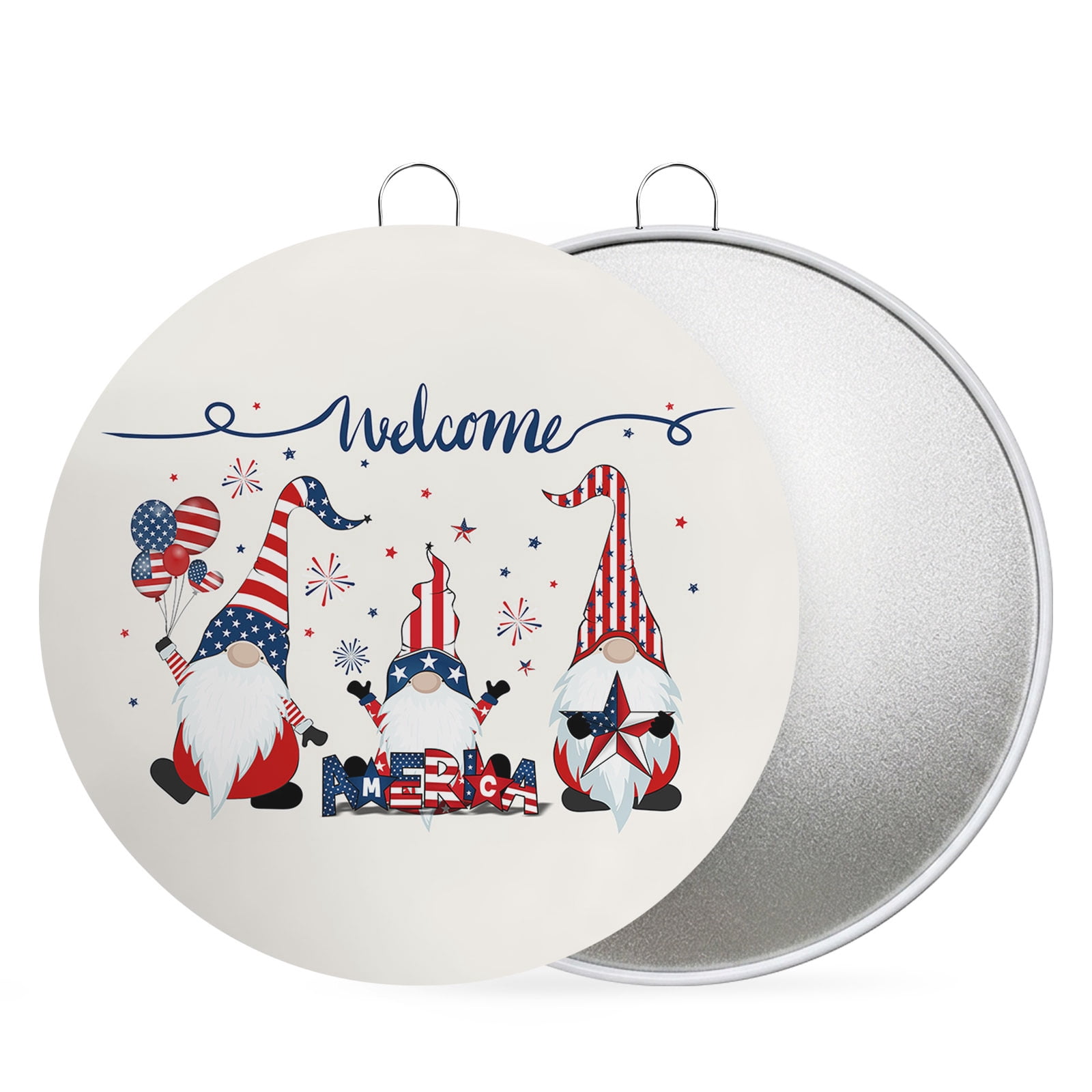 4th of July Round Metal Signs for Outside Patriotic Firework Tin Signs ...