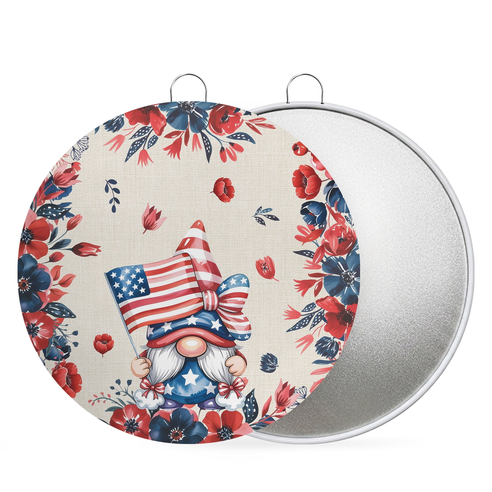 4th of July Round Metal Signs for Outside Patriotic Gnome Tin Signs ...