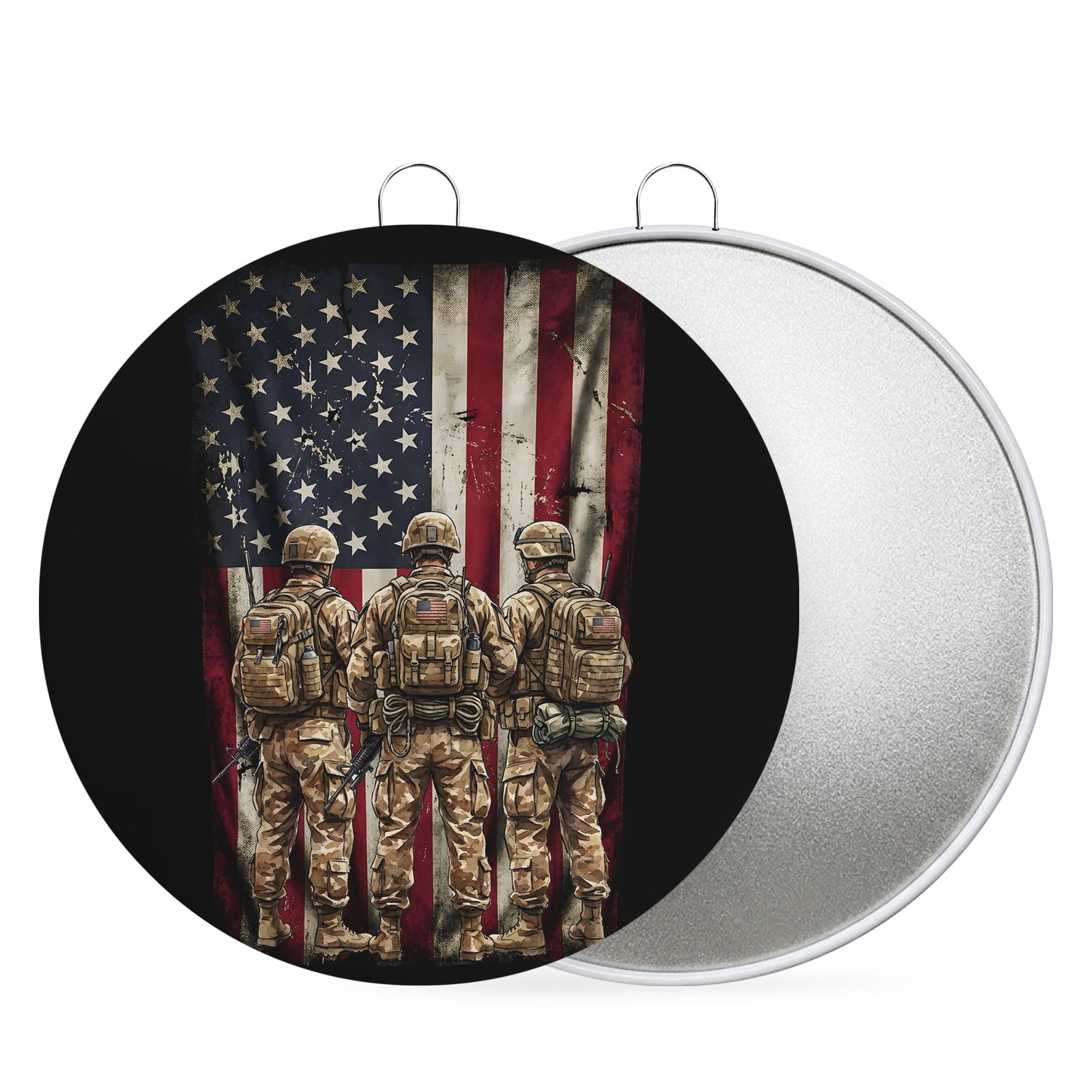 4th of July Round Metal Signs for Outside Patriotic Military Tin Signs ...