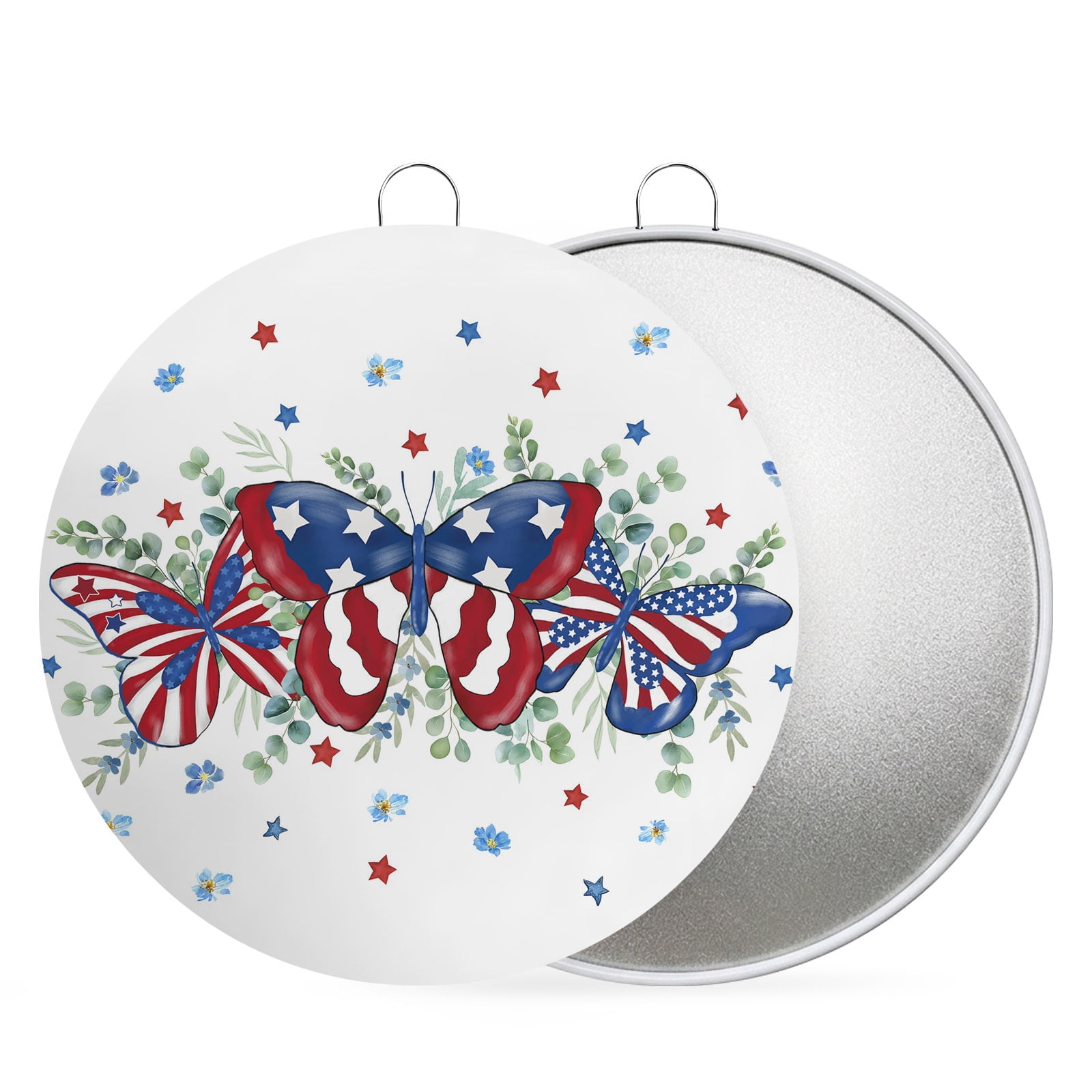 4th of July Round Metal Signs for Outside Patriotic Star Butterfly Tin ...